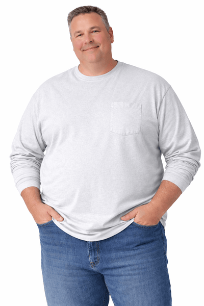 Sovereign Cotton Long Sleeve Pocket Tee | Sizes to 12XL and 10XT | Big ...